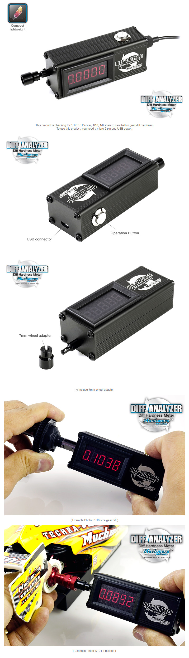 Muchmore Diff Analyzer [Diff Hardness Meter] - MM-DHA - Tools - MB Modelbouw Racing Parts